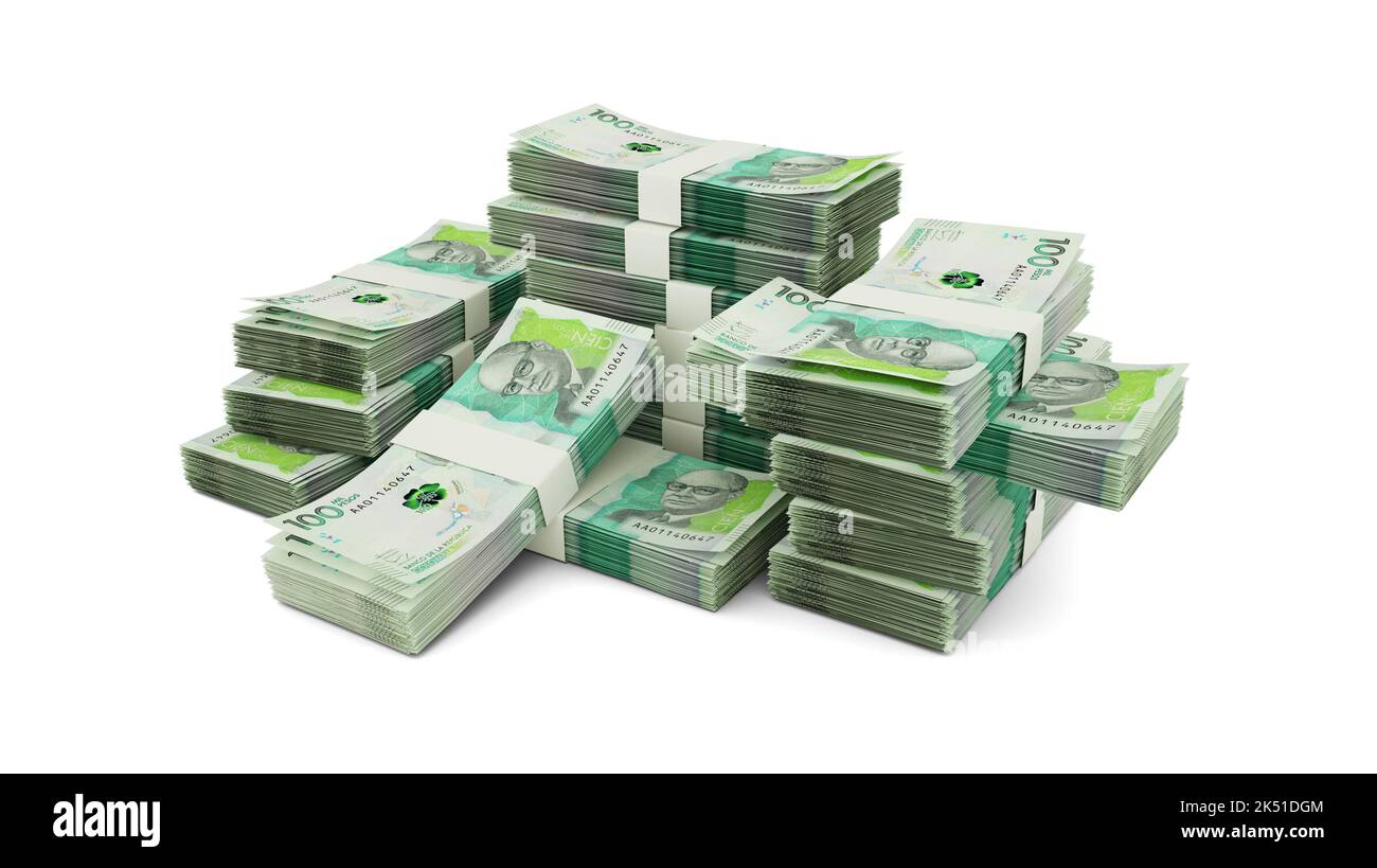 Stack of Colombian peso notes. clombia ppack rendering of bundles of ...