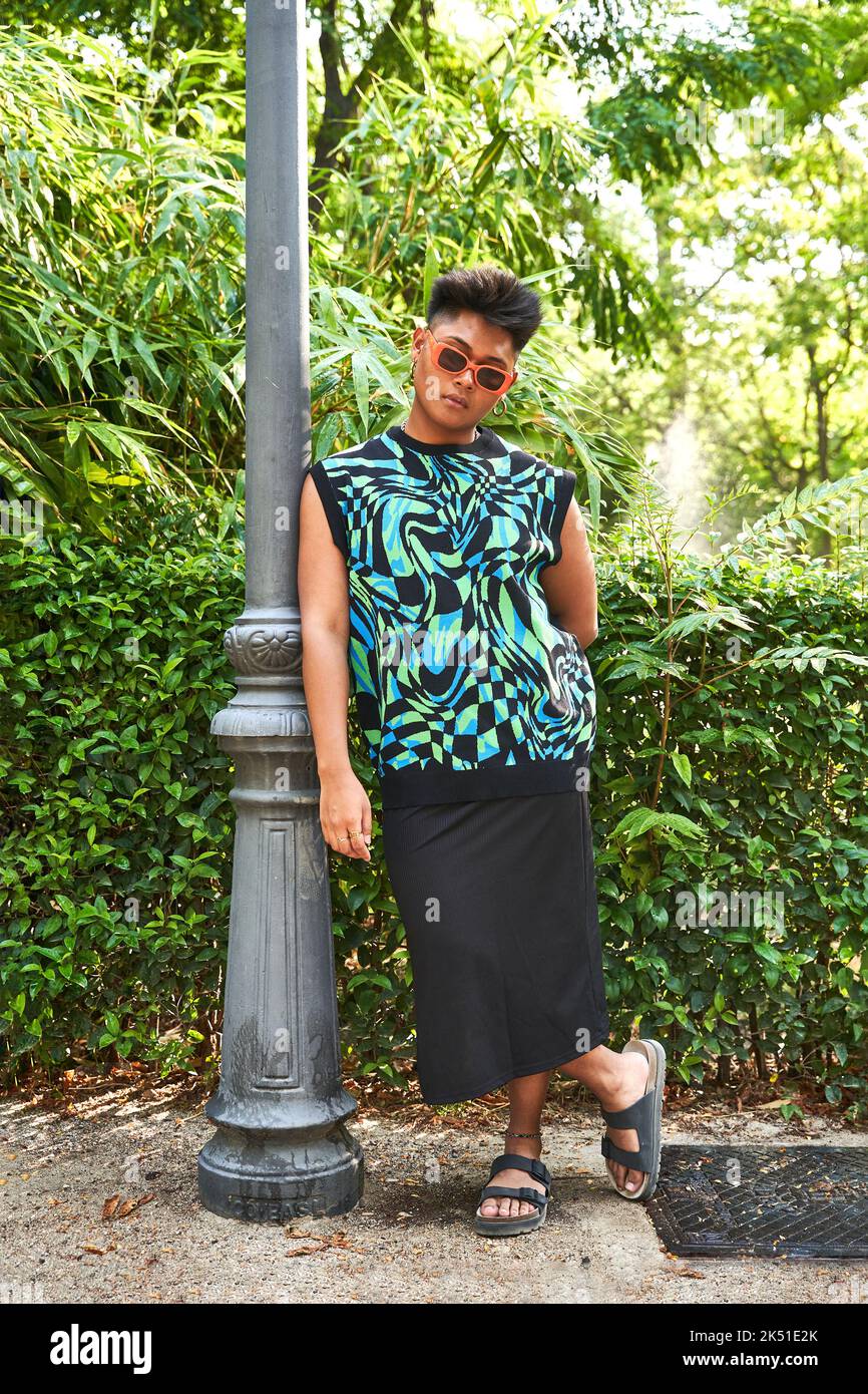 Full body Filipino transgender woman in stylish clothes and sunglasses ...