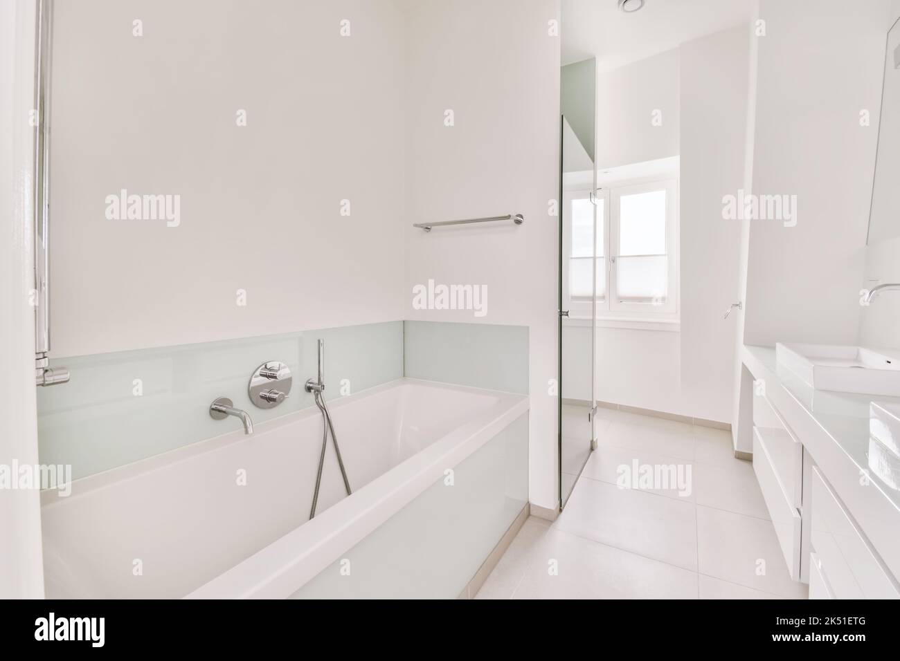 Interior of modern bathroom with clean sinks and rectangular mirrors ... Interior of modern bathroom with clean sinks and rectangular mirrors ...