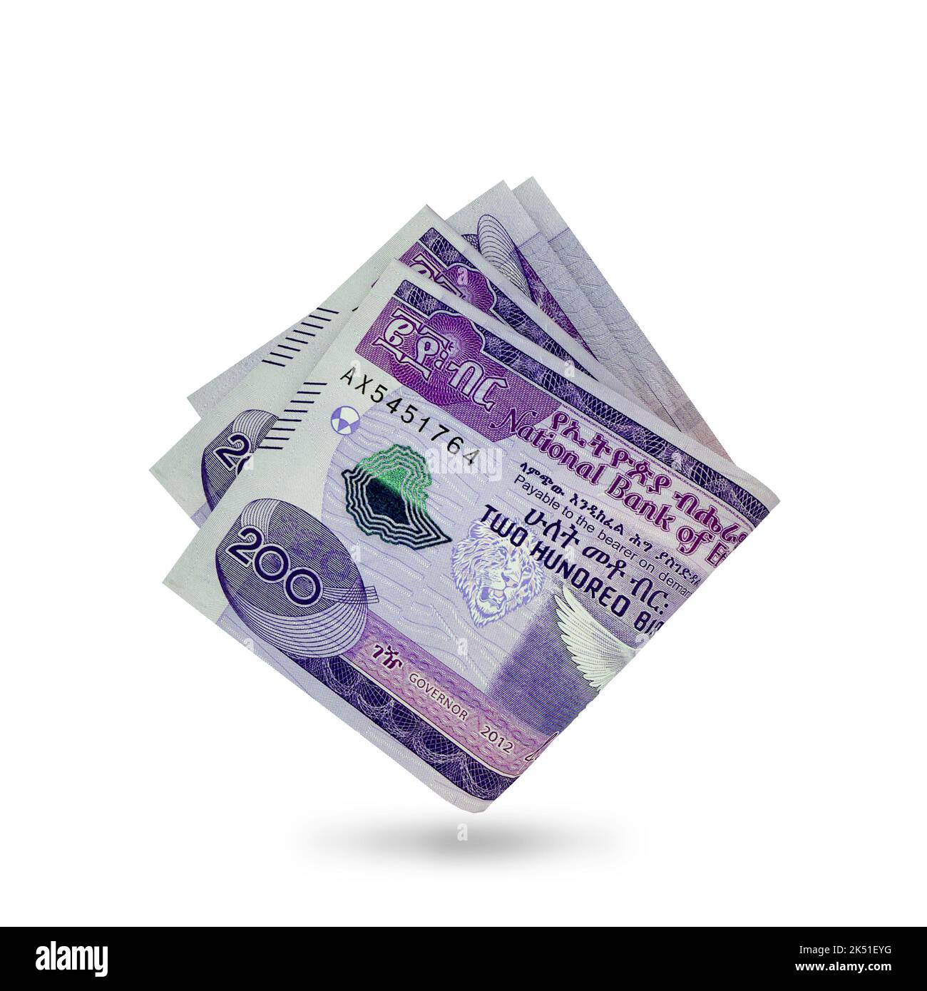 Set of Ethiopian birr note isolated on white background. 3d rendering ...