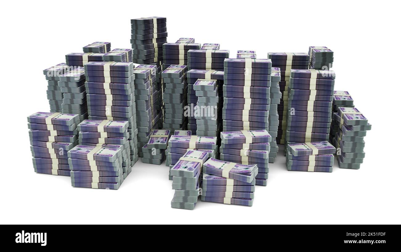 Big stack of Ethiopian birr notes. A lot of money isolated on white ...