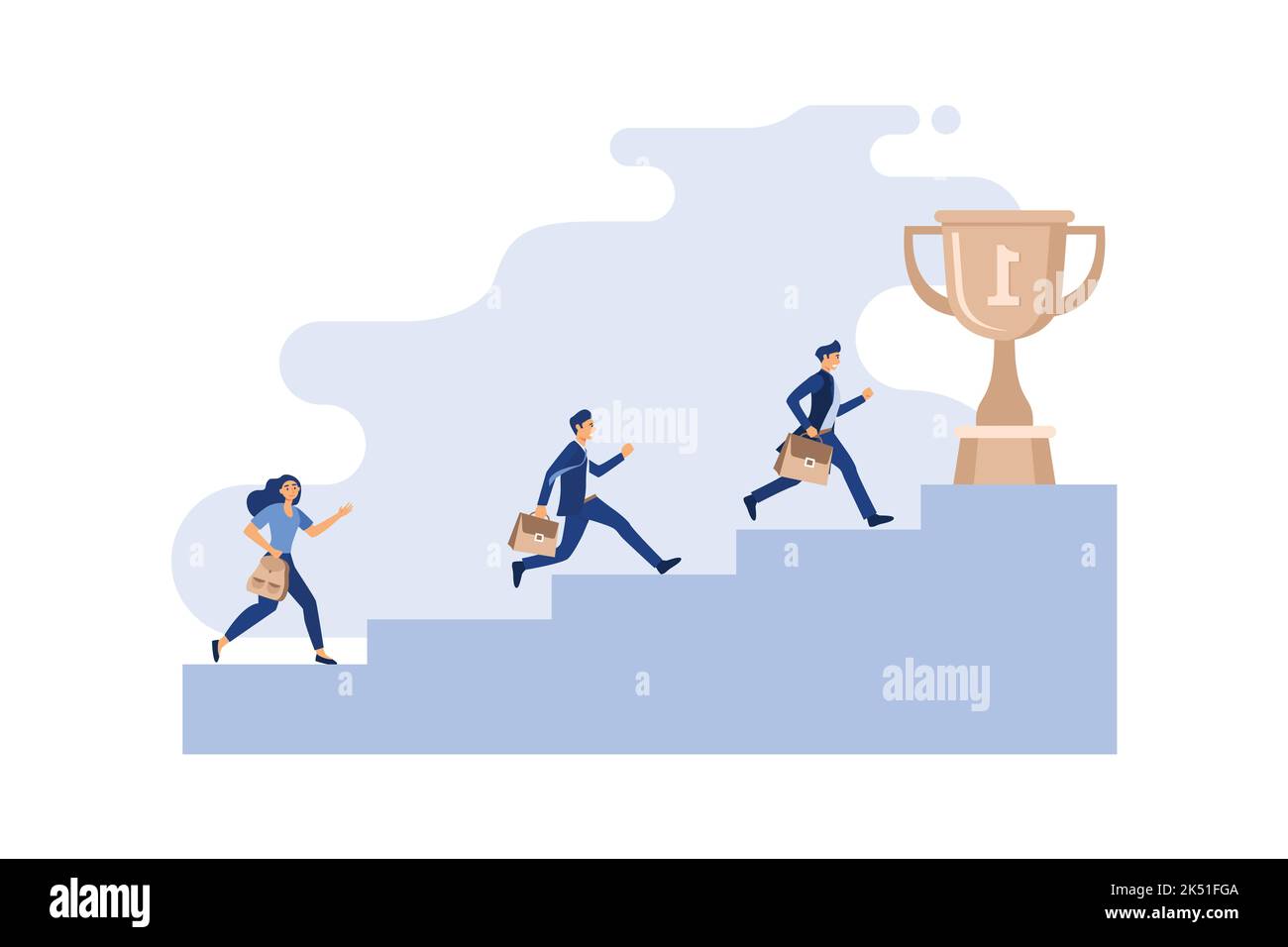 Team running to the top - Three business people running up stairs ... Team running to the top - Three business people running up stairs ...
