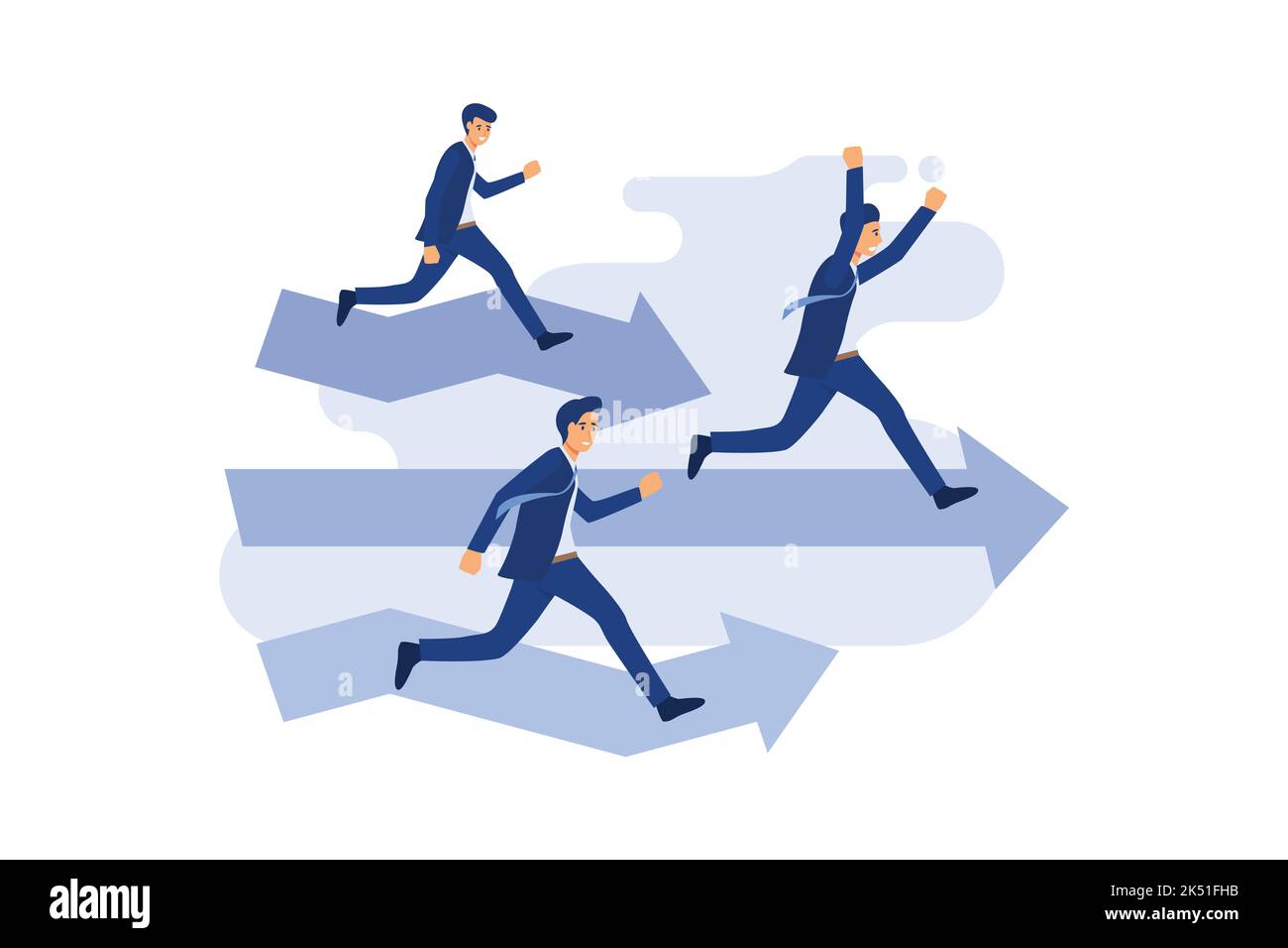 Businessman run straight through finish line to success and winning the ...