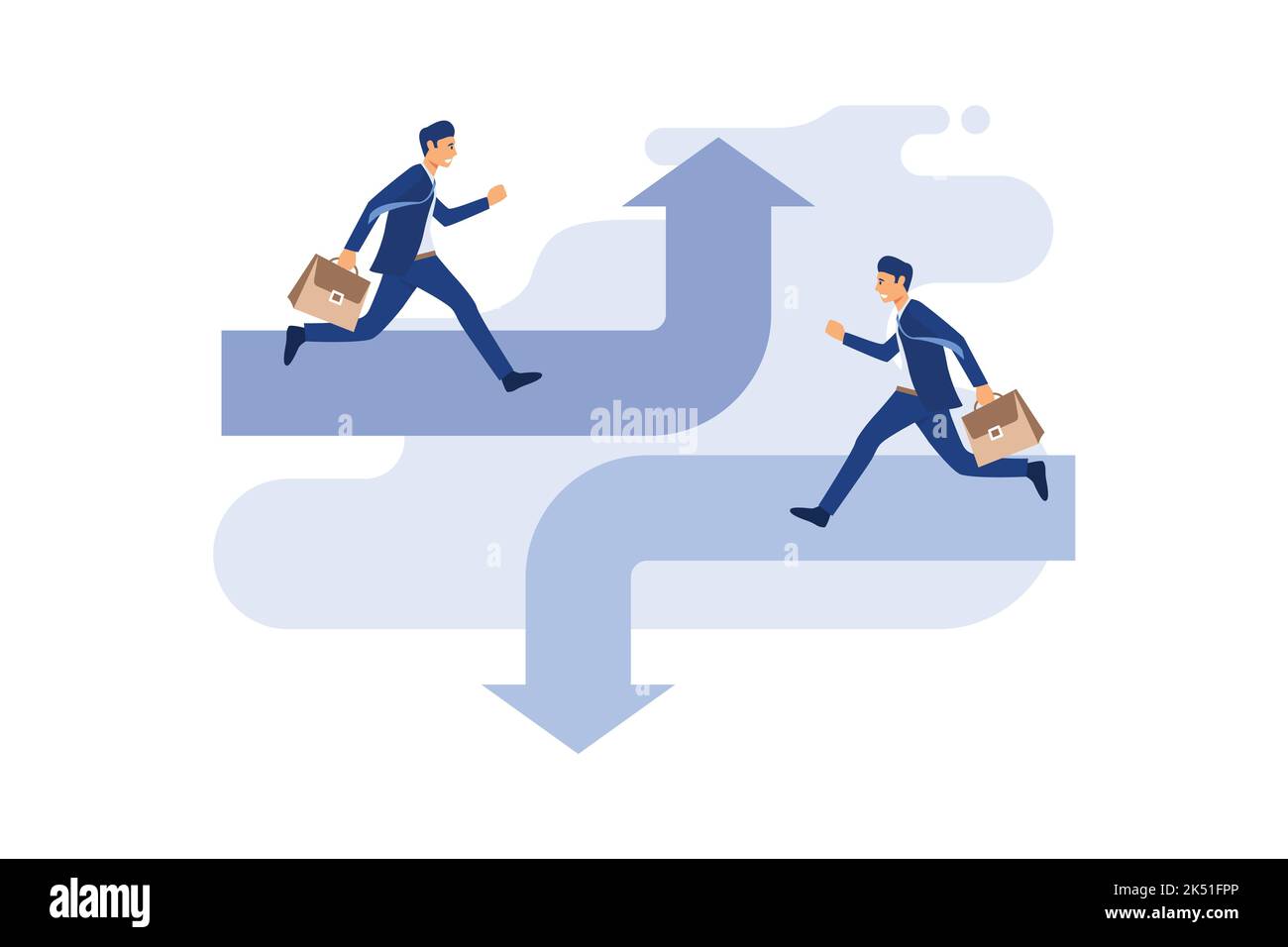 Running On The Different Arrow Opposite Direction Concept Business