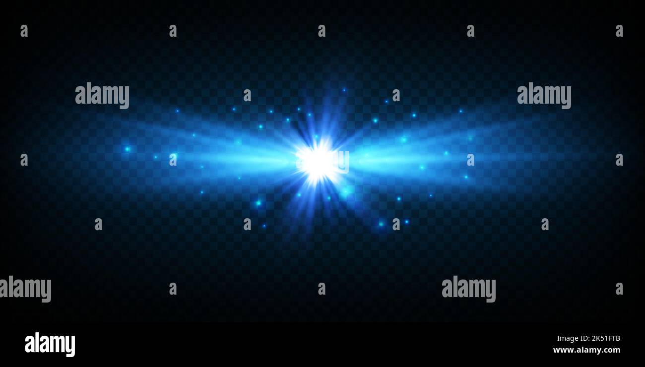 Glow light effect with white and blue sparks shining with special light ...