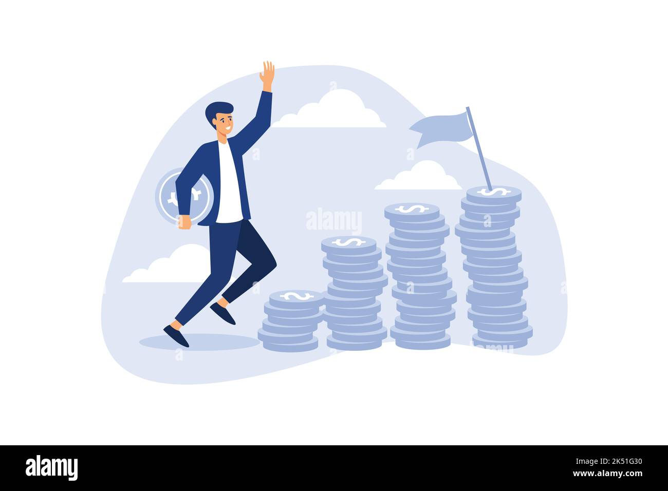 Start invest in stock market, young adult office man carrying money ...