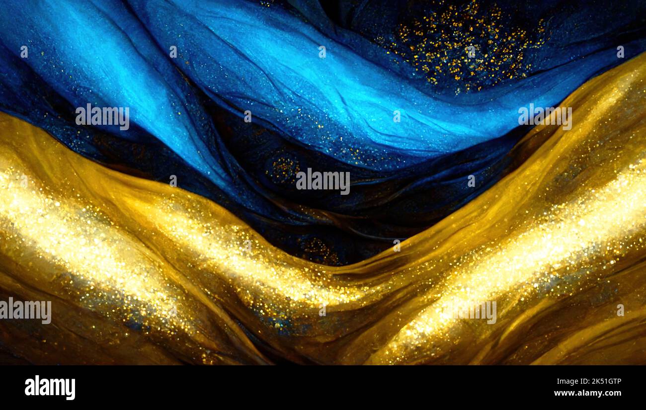 An abstract background of blue, gold and black Stock Photo - Alamy