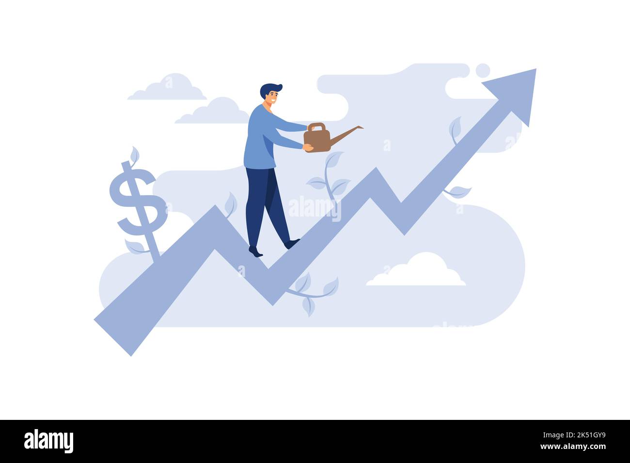 Businessman running up graph business tree, illustration vector cartoon ...