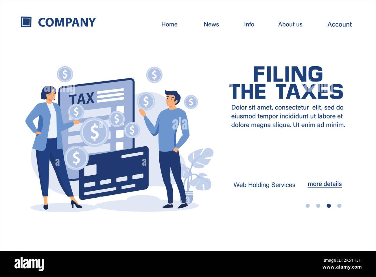 filing the taxes illustration. Landing page template. suitable for landing page ui web app Stock ...