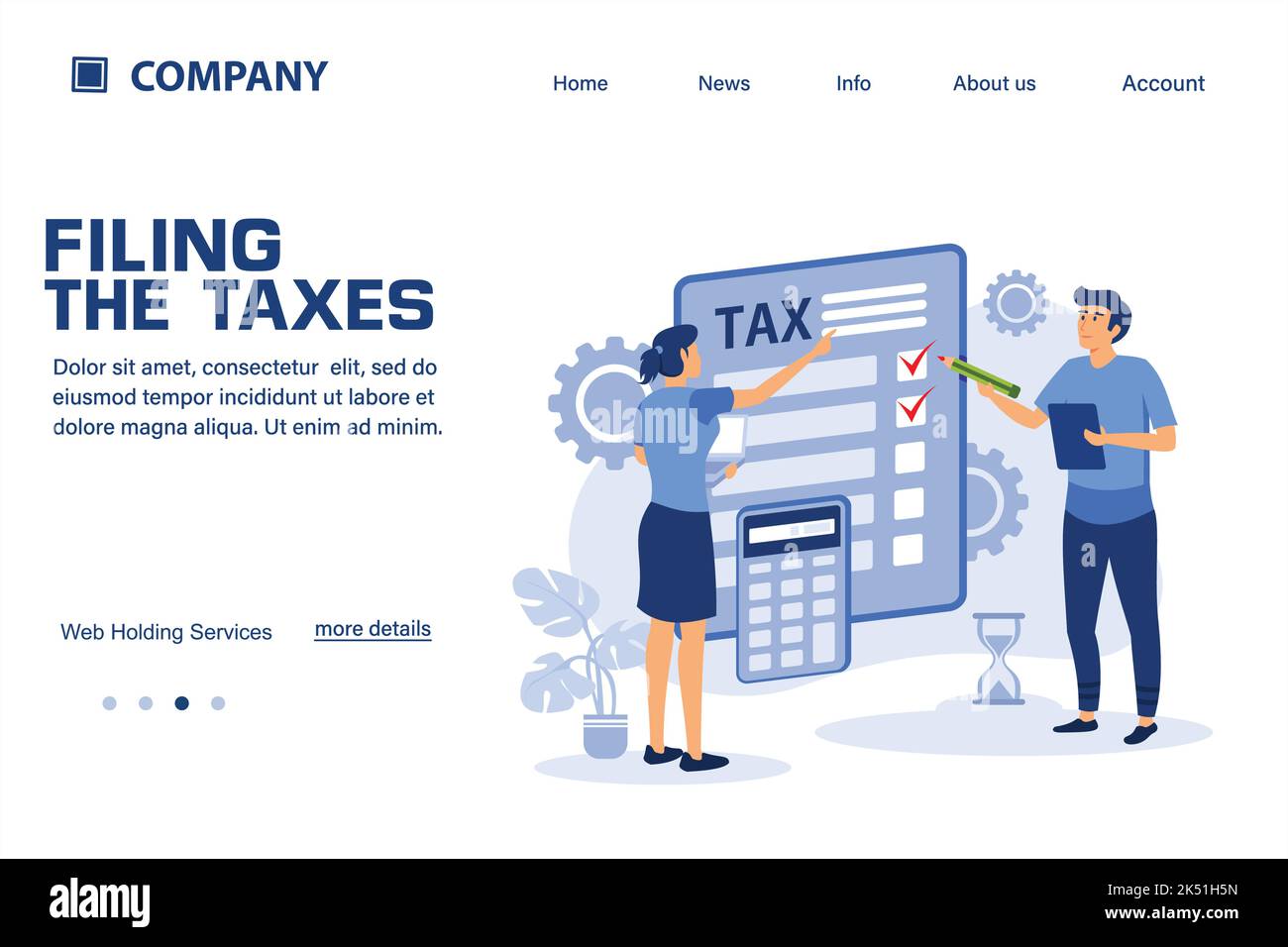 filing the taxes illustration. Landing page template. suitable for landing page ui web app Stock ...