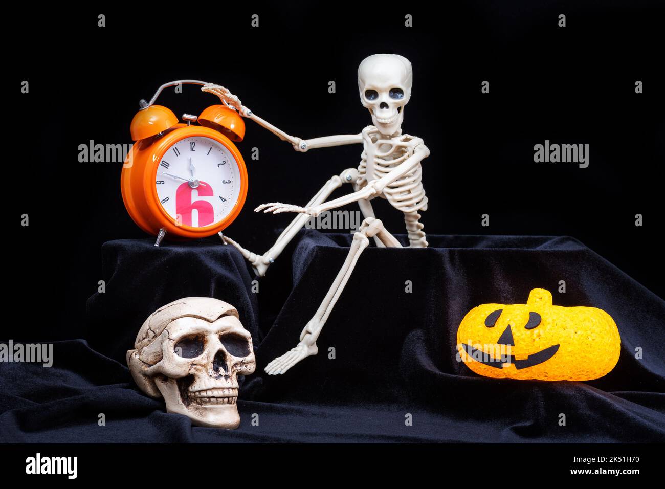 A skeleton waking up, crawling out of the grave, and turning off an ...