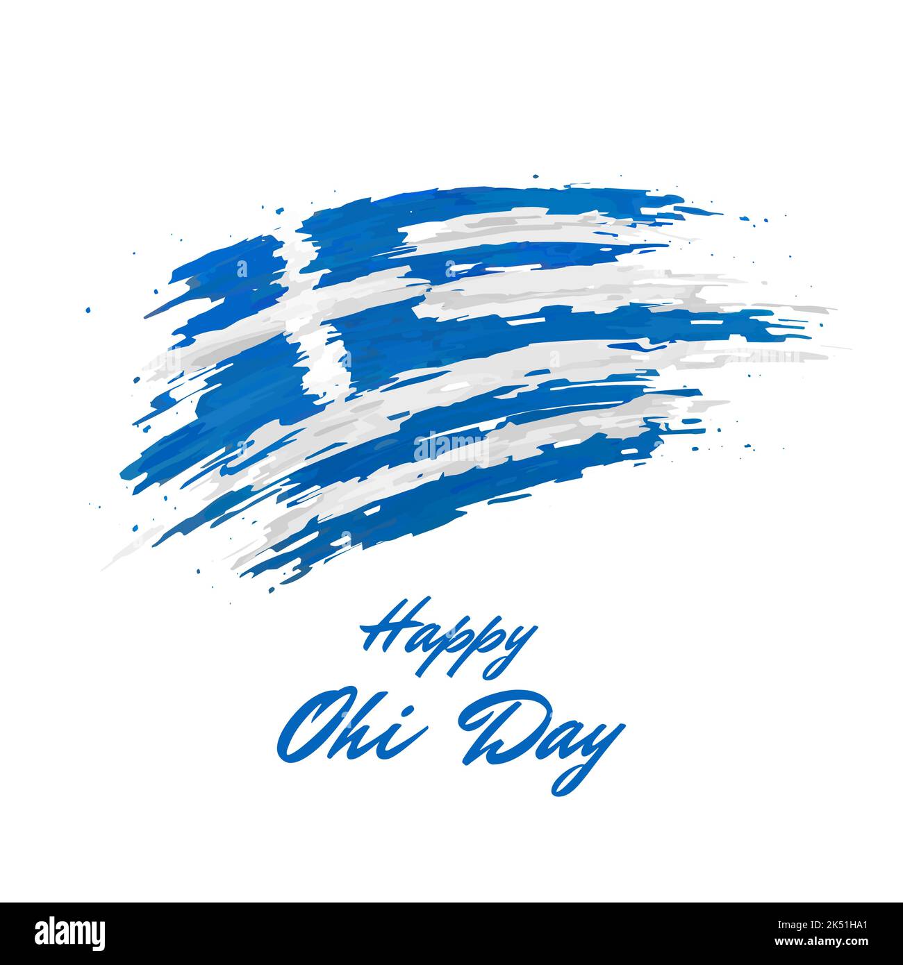October 28, greece ohi day, vector template. Greek flag painted brush ...