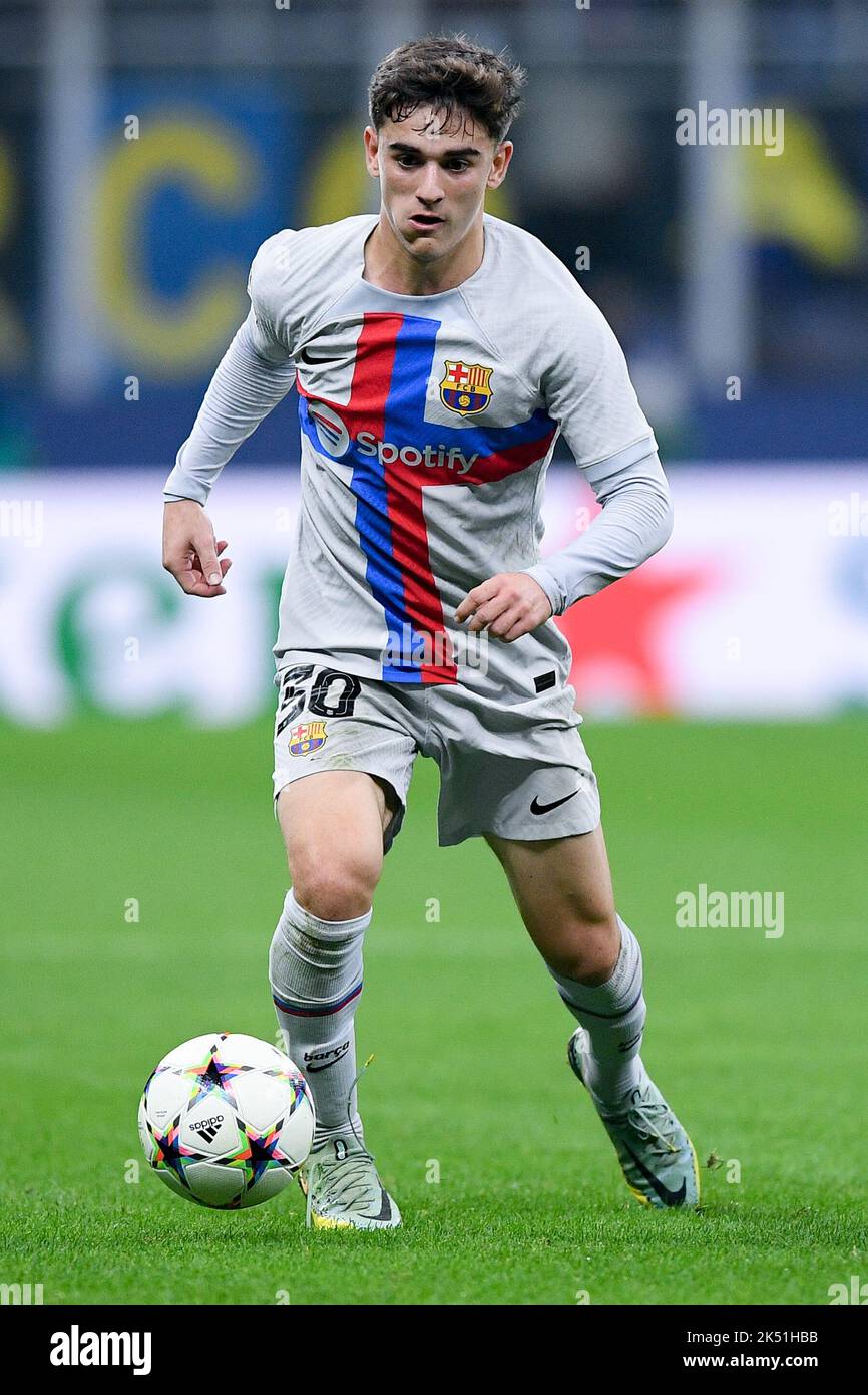 Milan, Italy. 04th Oct, 2022. Gavi of FC Barcelona during the UEFA ...