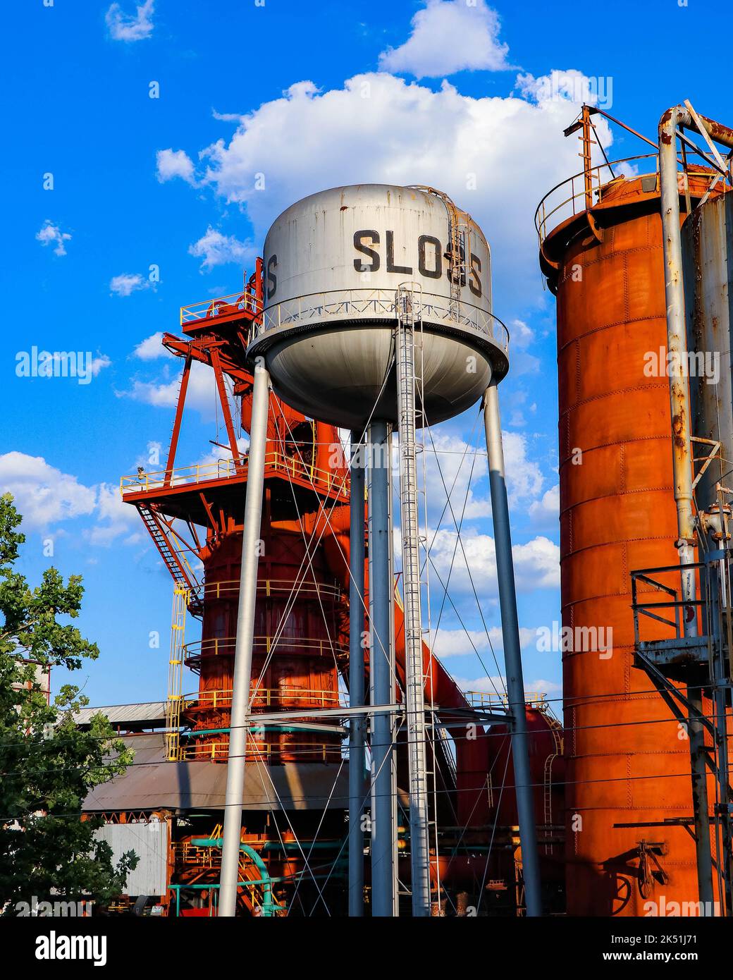 A vertical of the Sloss furnace historical site in Birmingham, Alabama ...