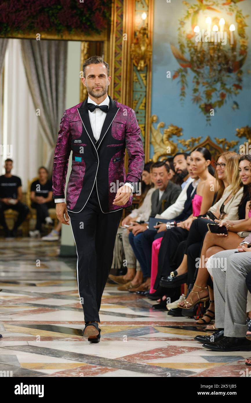 A model showcases a creation by Jose Acosta during the Atelier Couture ...