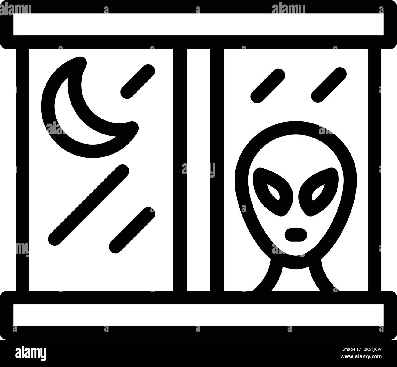 Alien on window icon outline vector. Space ufo. Monster spaceship Stock ...