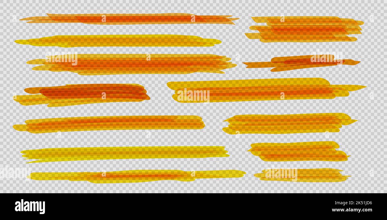 Vector highlighter brush set. Hand drawn yellow highlight marker ...