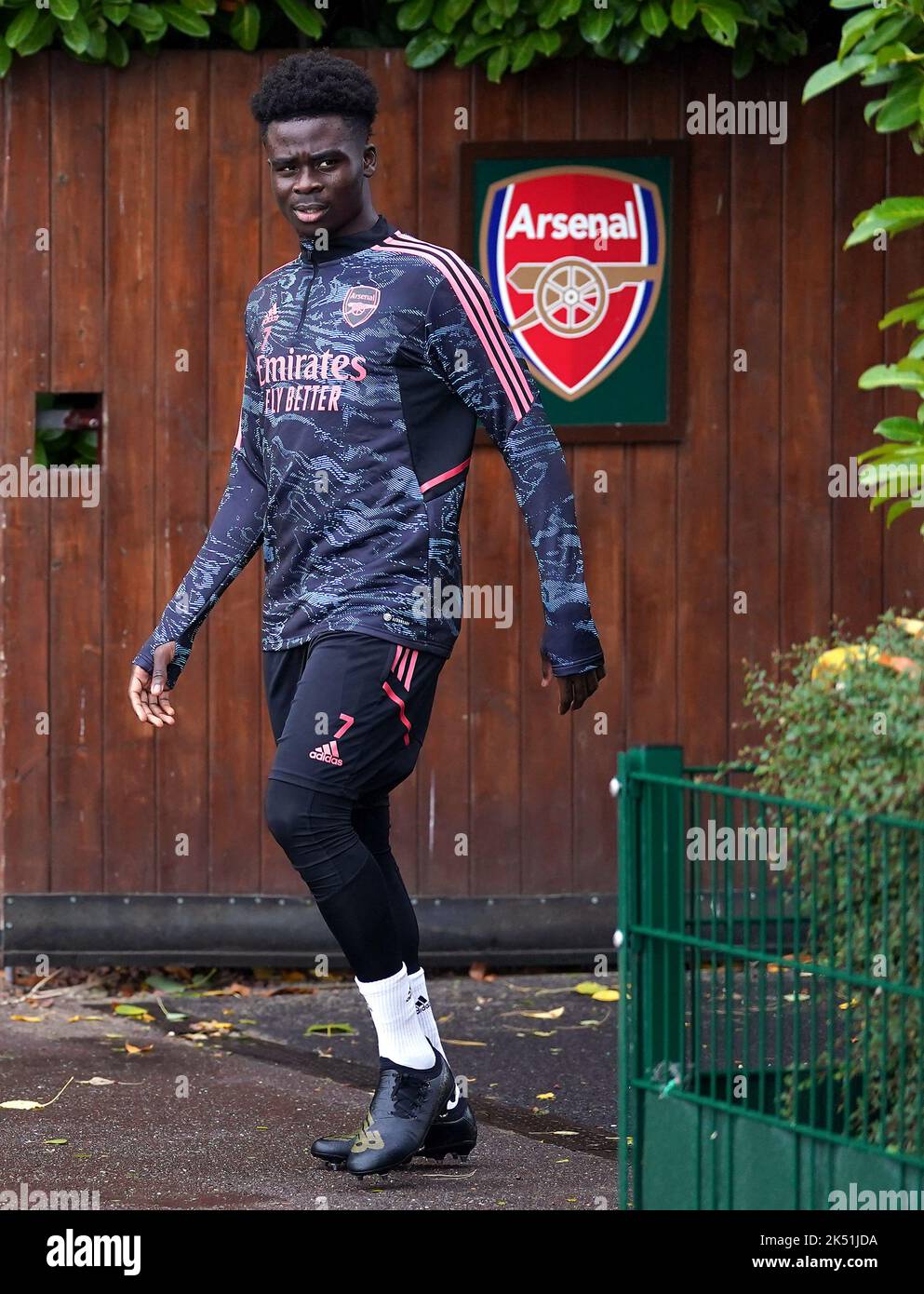 Arsenal's Bukayo Saka during a training session at London Colney ...