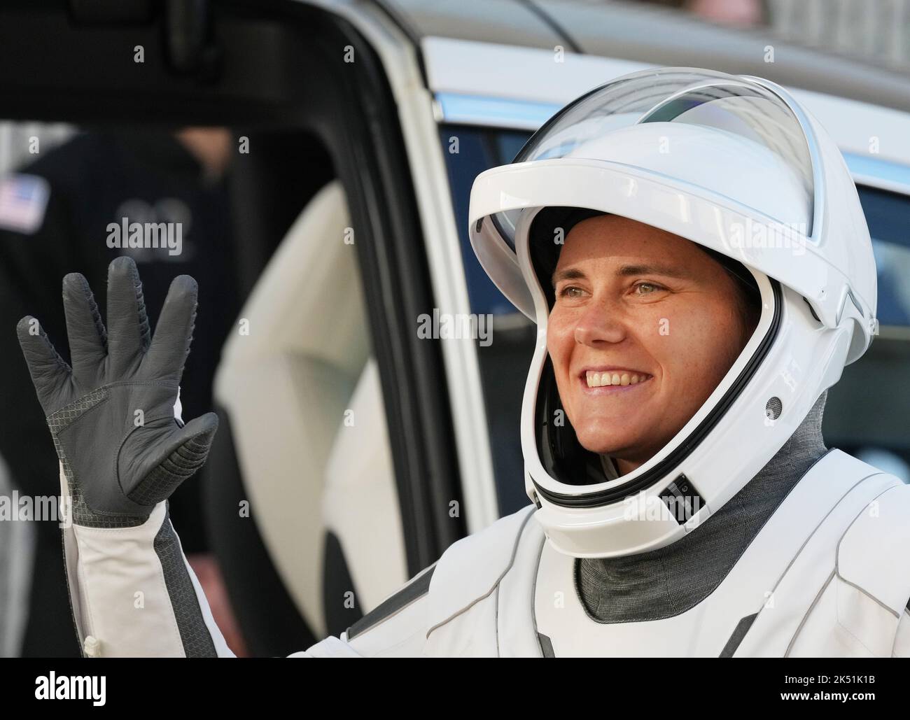 Russian cosmonaut Anna Kikina walks out with the rest of NASA's fifth ...