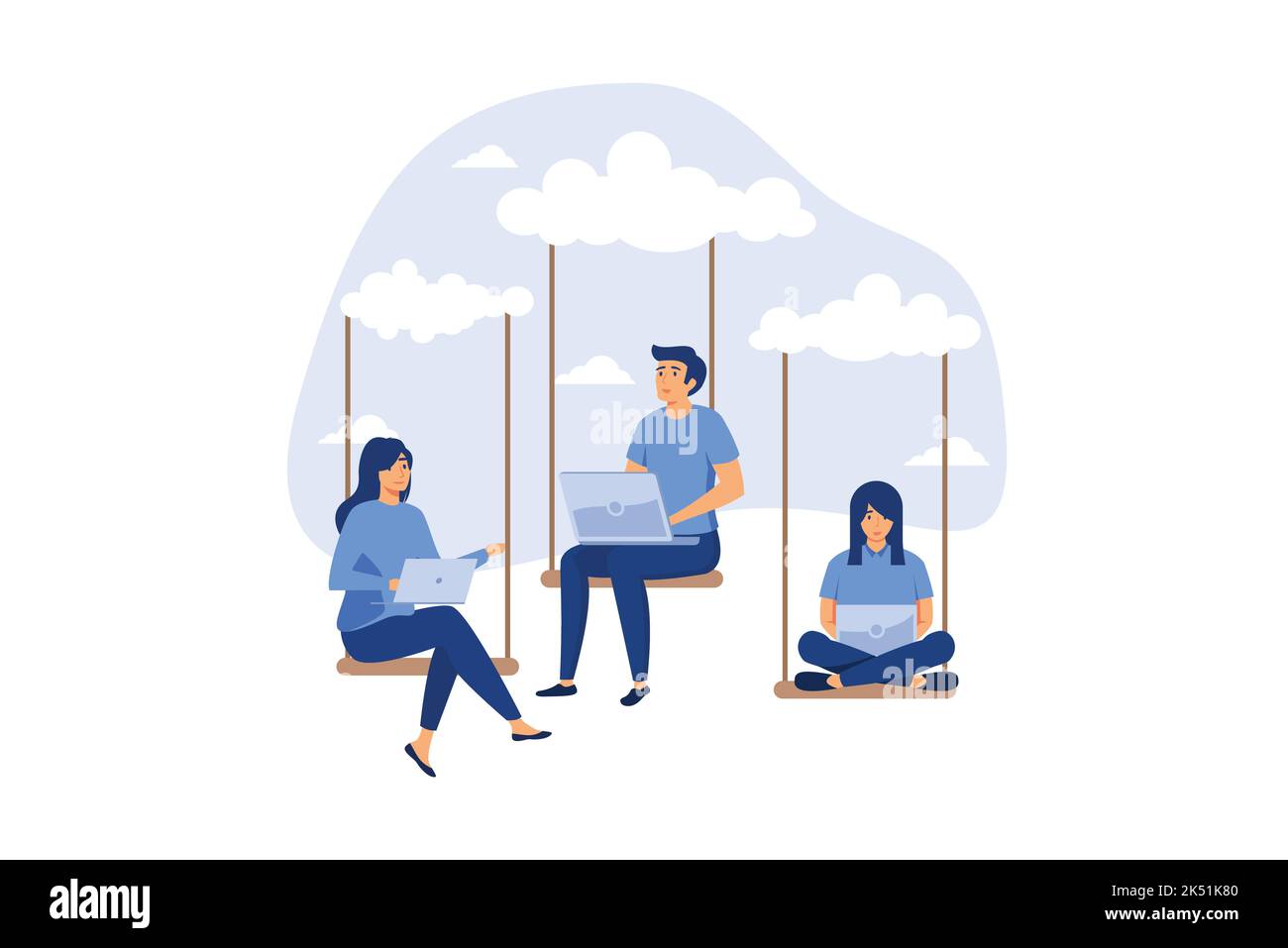 Cloud computing, remote work on company cloud infrastructure, technology to connect people ...