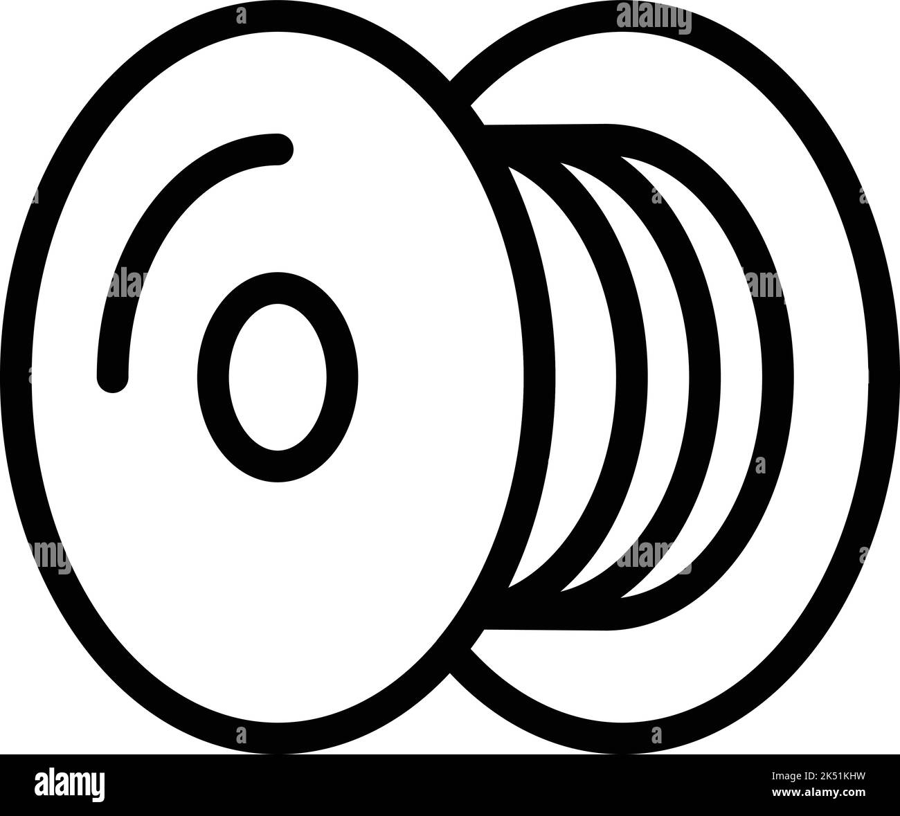 Fiber Bobbin Icon Outline Vector Optic Cable Internet Network Stock