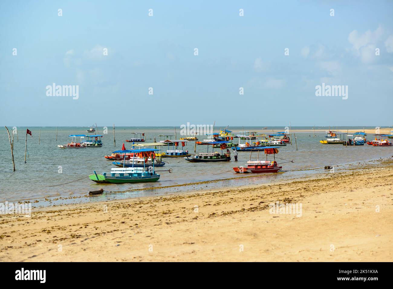 Beach. Sao Miguel dos Milagres, Alagoas, Brazil. Small boats at Toque ...