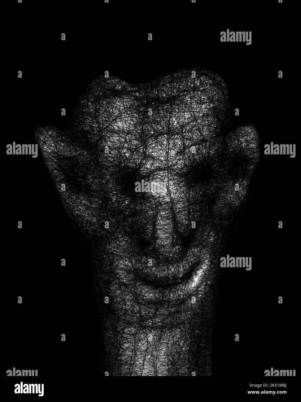 Scary head on a black background Stock Photo - Alamy