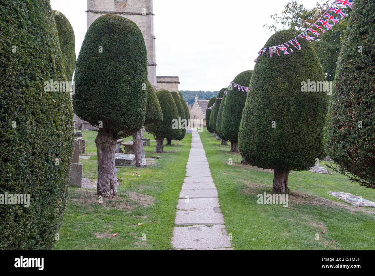 The churchyard at St. Mary's Church in Painswick, Gloucestershire is ...