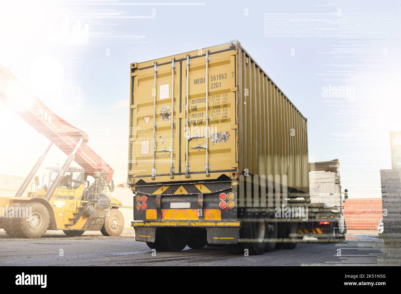 Logistics truck, shipping and transportation of cargo at a supply chain ...