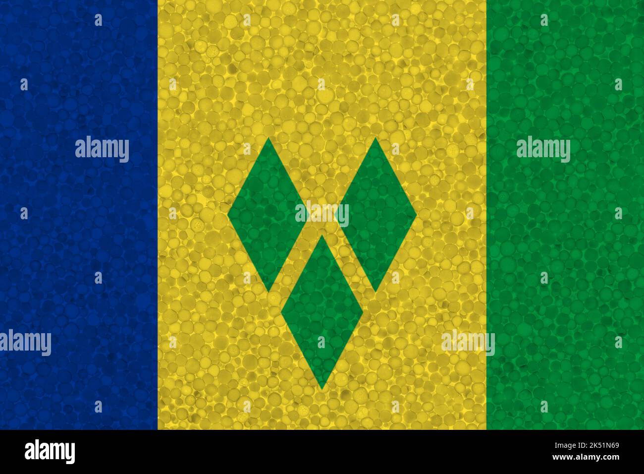Flag of Saint Vincent and the Grenadines on styrofoam texture. national ...