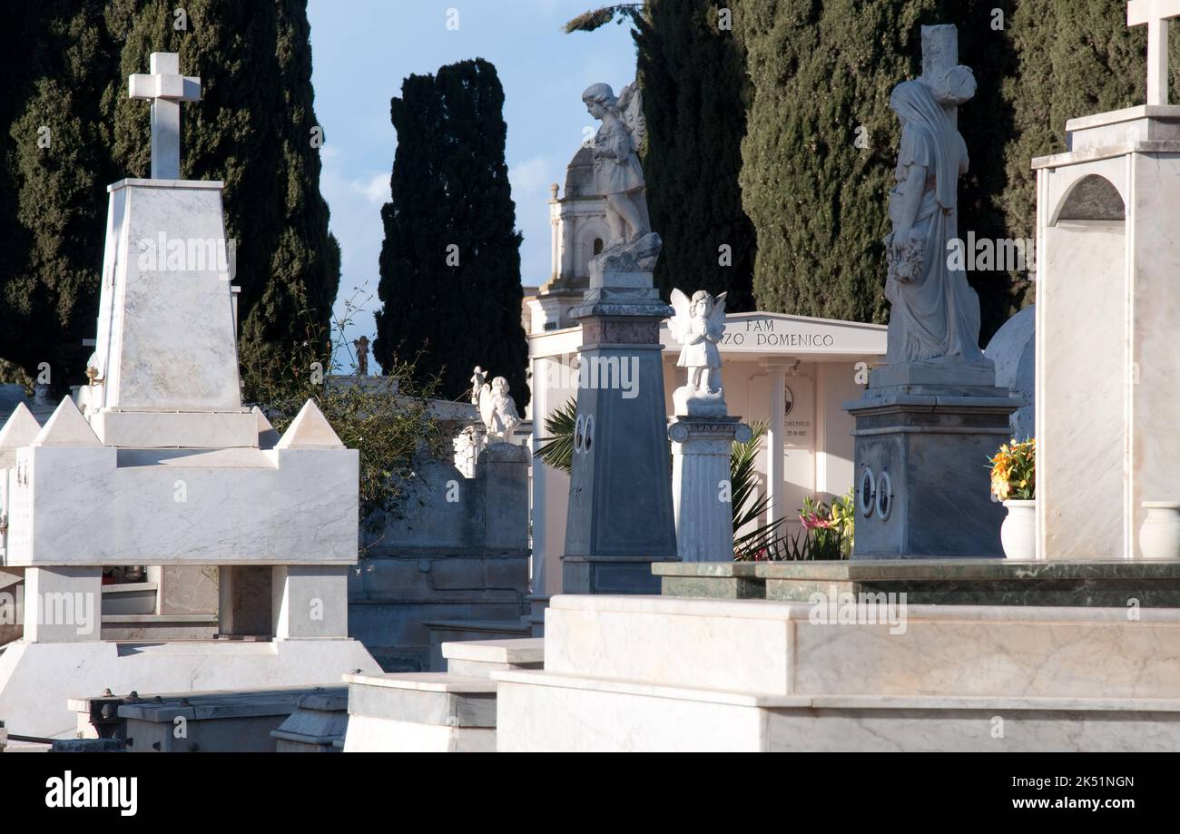 Tombstones and graves, Cemetery, Rosolini, Province of Siracusa ...