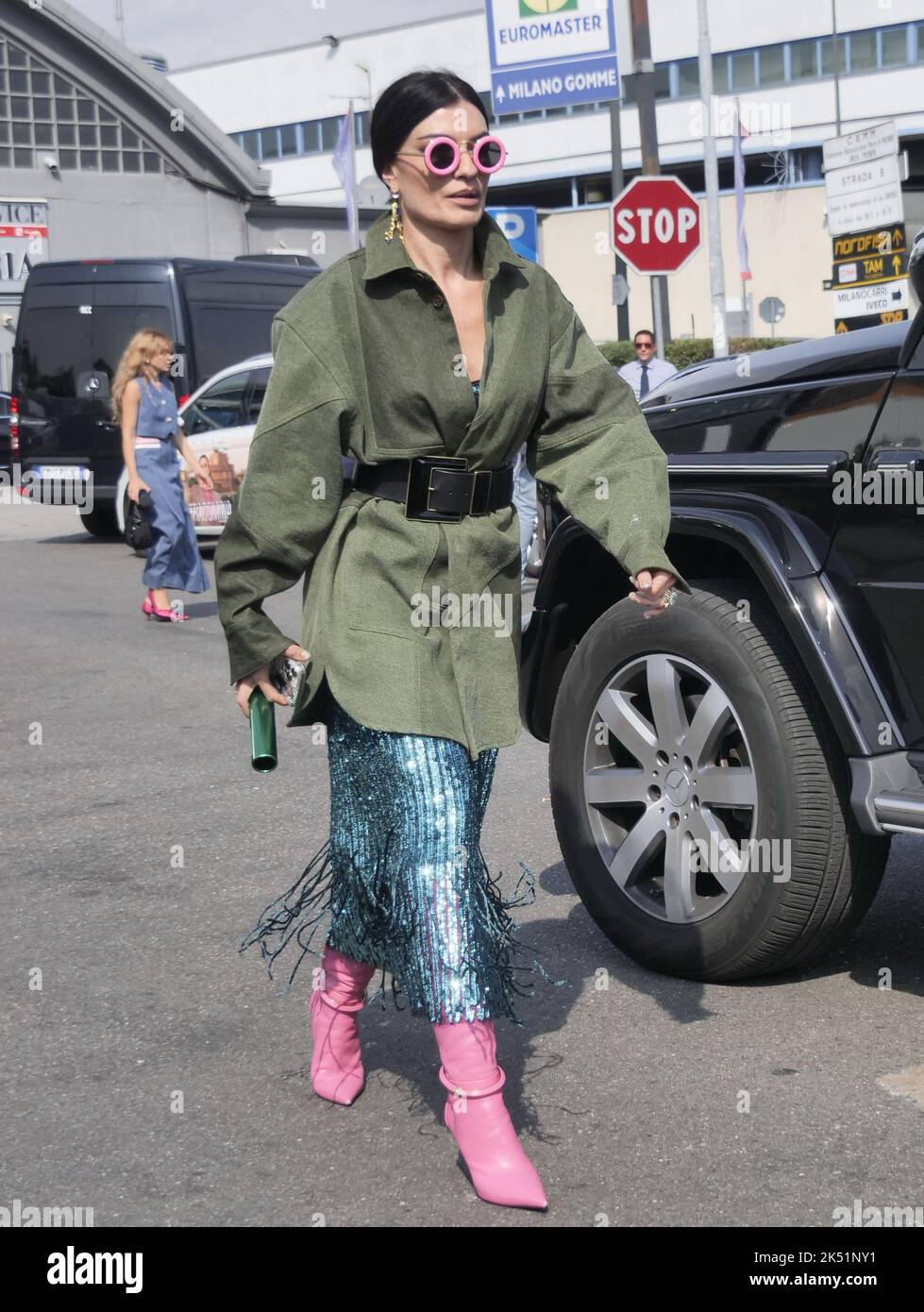 Angela Rozas Saiz street style outfit before Etro Fashion Show at Milan ...