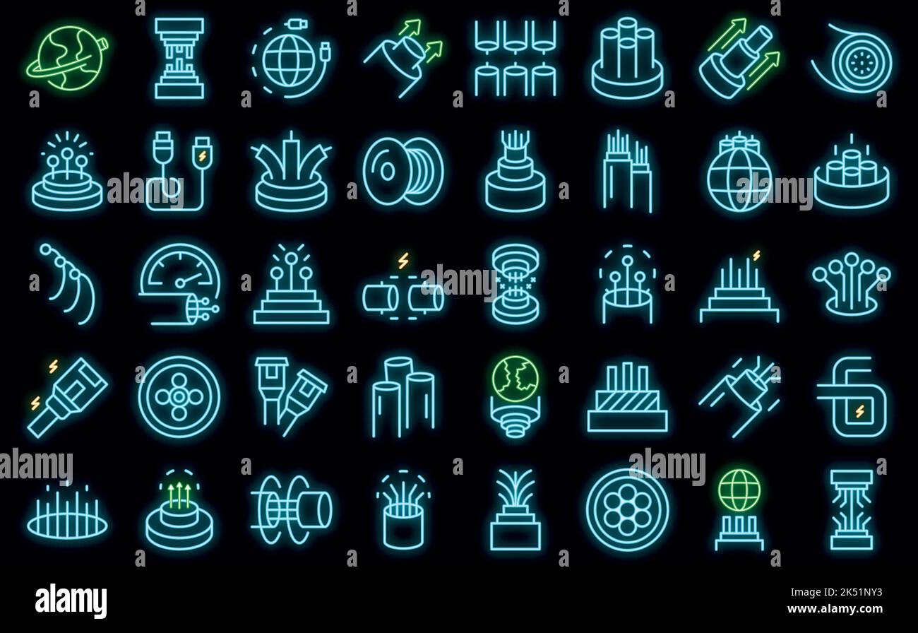 Optic fiber icons set outline vector. Cable wire. Broadband internet ...