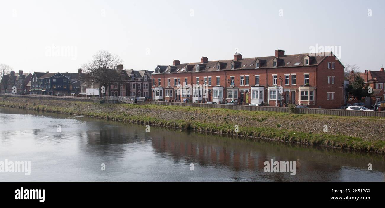 Views of Coldstream Terrace by the River Taff in Cardiff, Wales in the ...