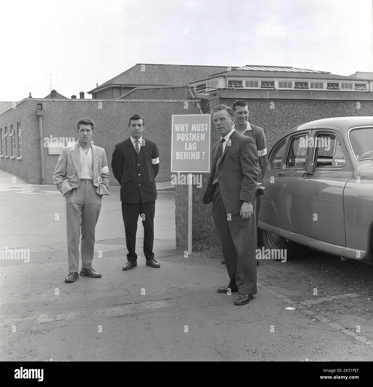 1964, historical, July and official pickets - postal workers with ...