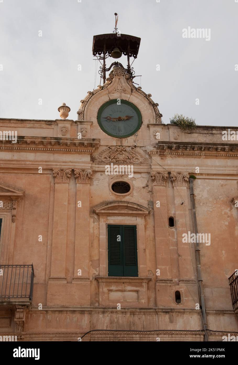 Clock Tower on Town Hall, Main Square, Rosolini, Province of Siracusa ...