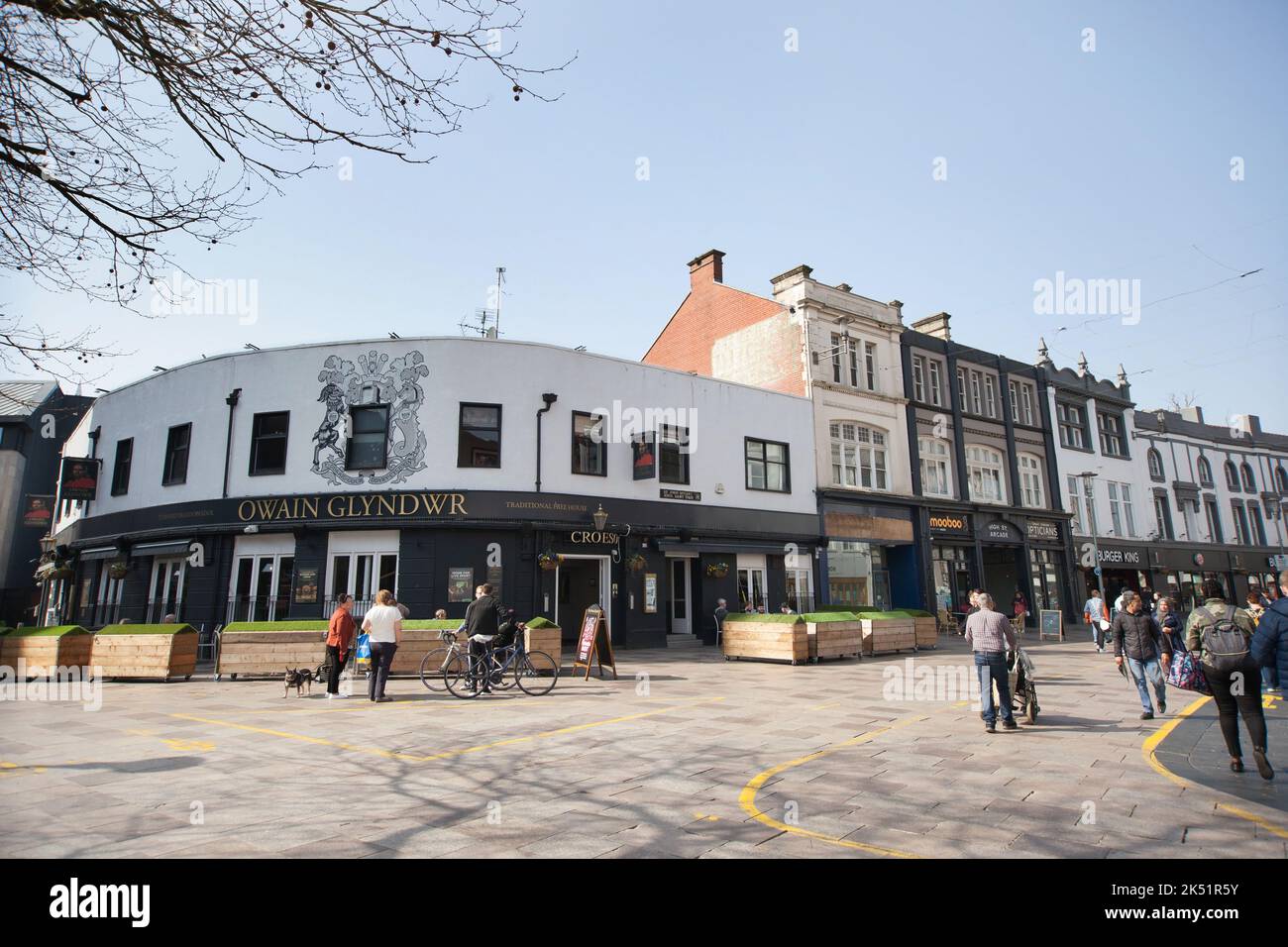 Views of shops on ST John Street in Cardiff, Wales in the UK Stock ...