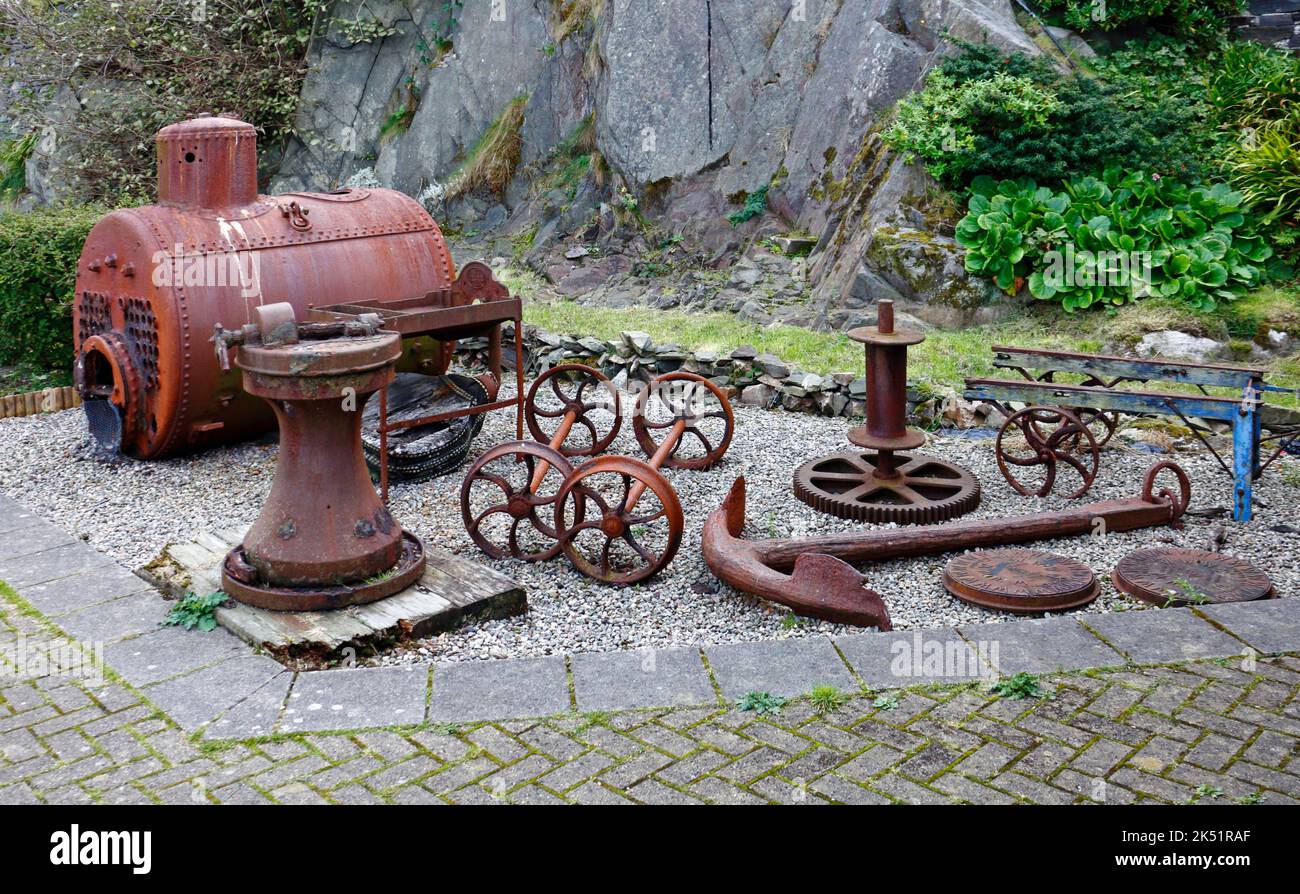 Various transport artefacts on display outside the Mallaig Heritage ...