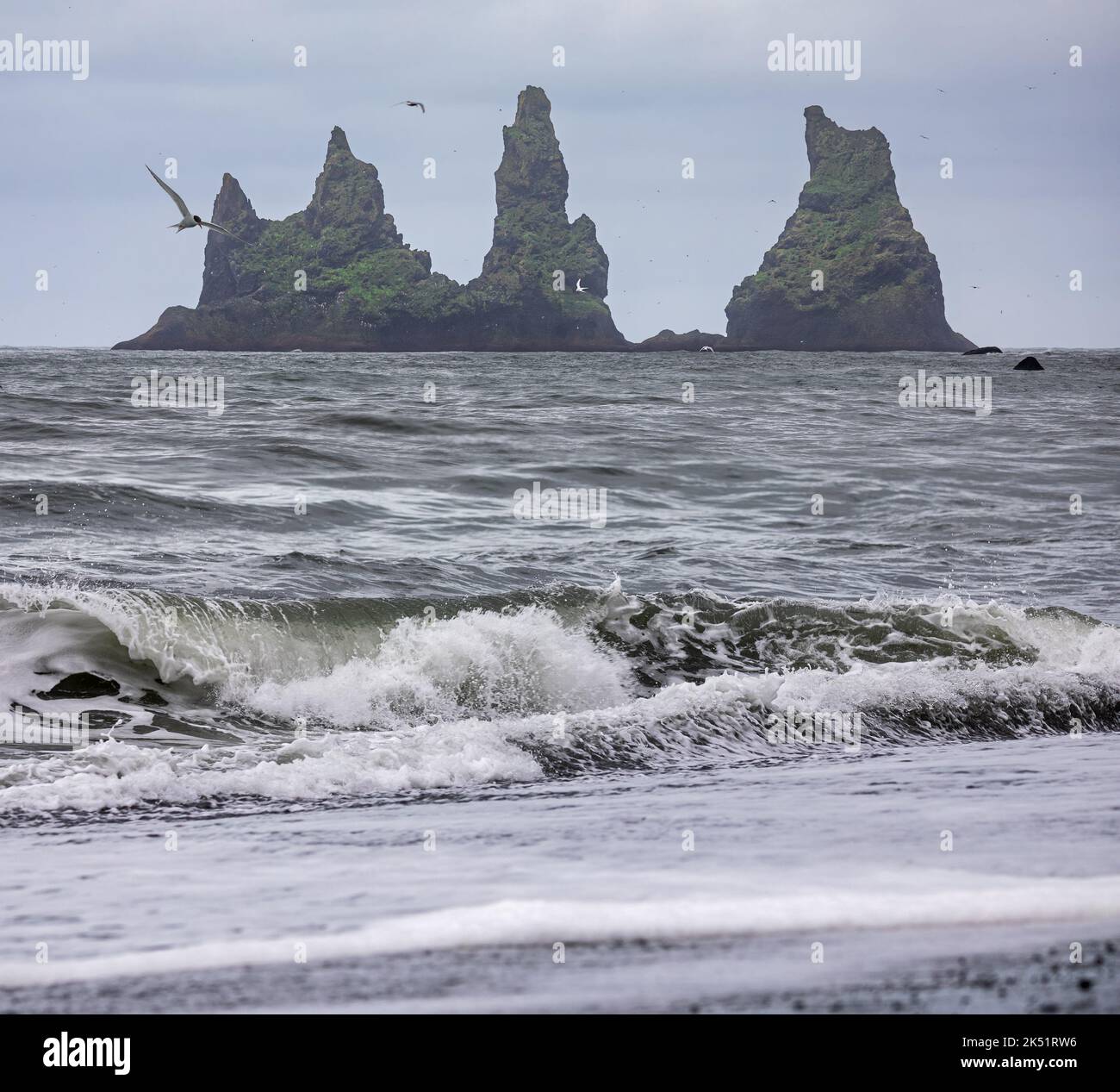 Rock formation Reynisdrangar at Black Sand Beach near Vik i Myrdal ...
