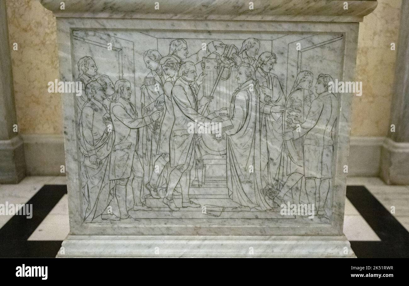 Detail of the pedestal of the statue of Alexander Hamilton of New York ...