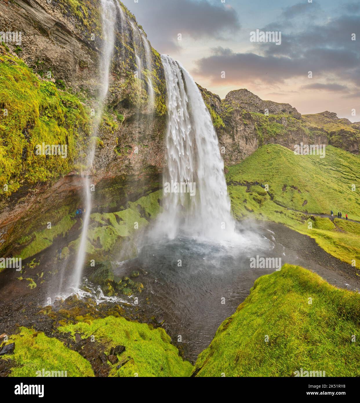 Iceland seljalandsfoss waterfall cliff hiking hi-res stock photography ...