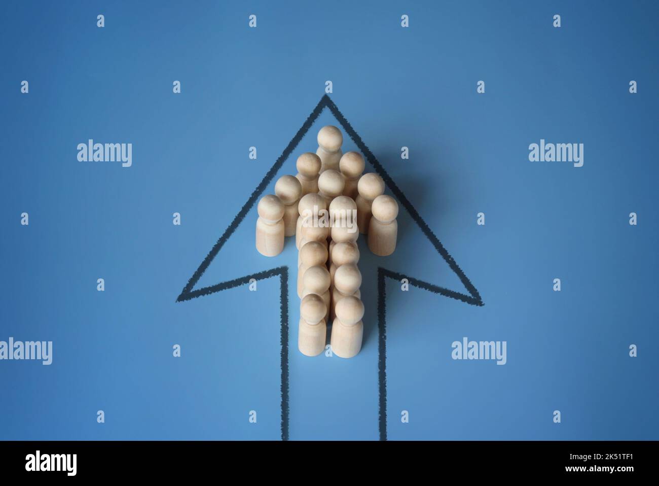 A group of people in the arrow. Movement in a single formation. Joint ...