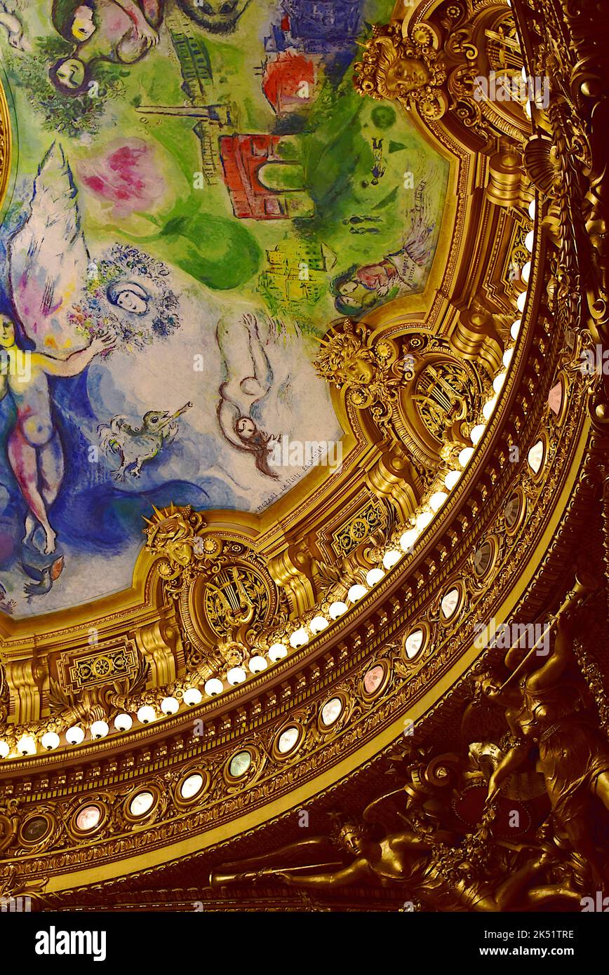 Opera Garnier or Palais Garnier interior. 1964 Marc Chagall ceiling ...