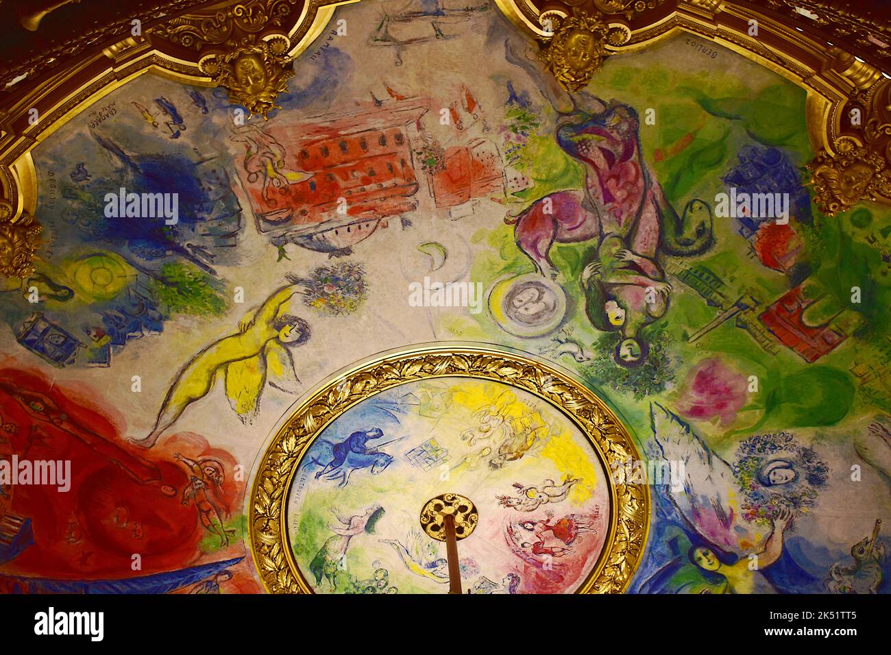 Opera Garnier or Palais Garnier interior. 1964 Marc Chagall ceiling ...