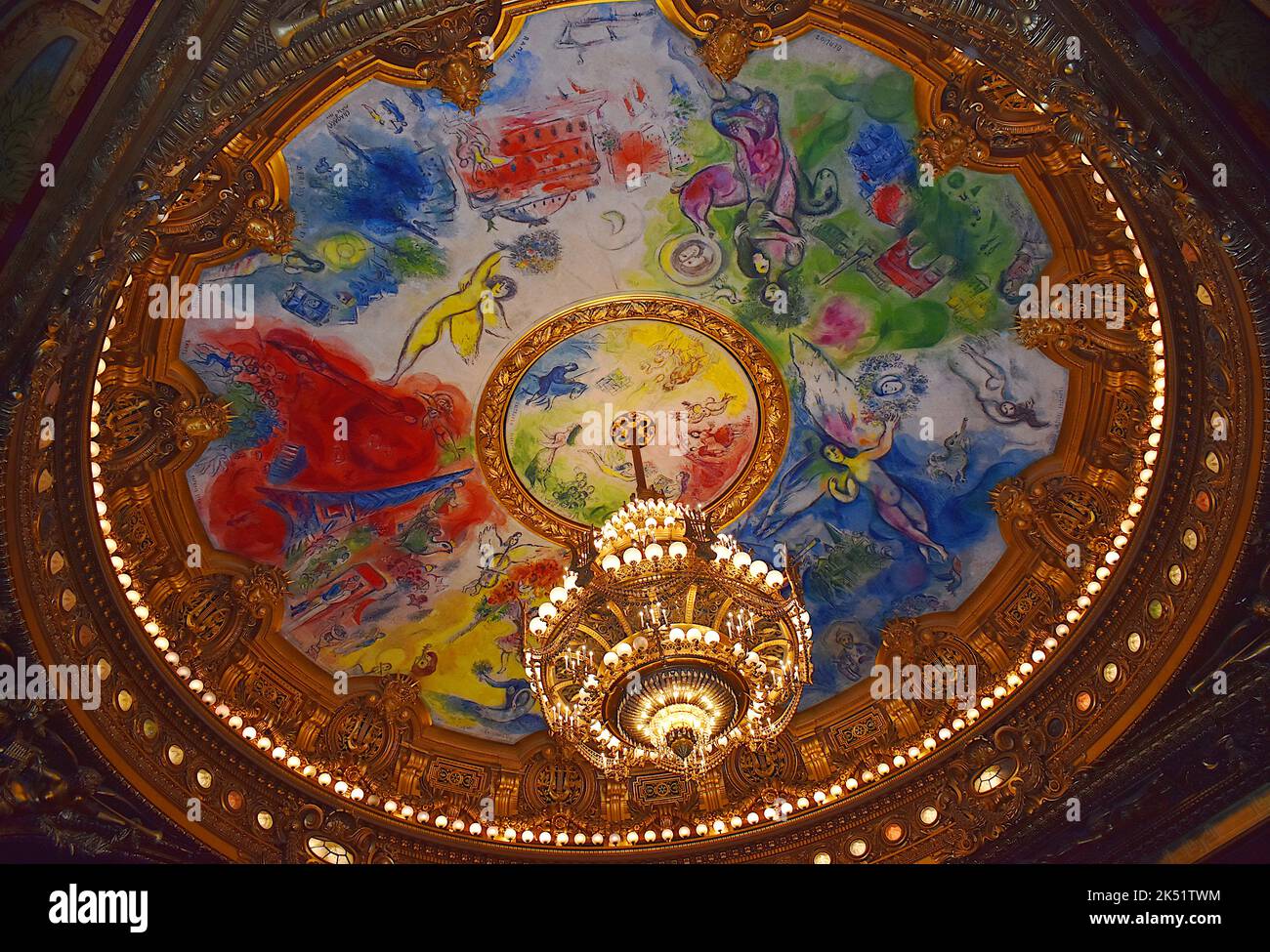Opera Garnier or Palais Garnier interior. 1964 Marc Chagall ceiling ...