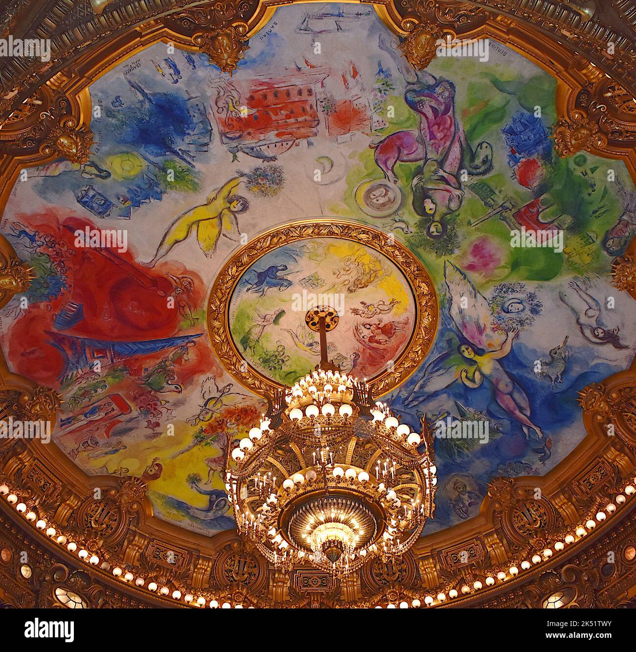 Opera Garnier or Palais Garnier interior. 1964 Marc Chagall ceiling ...
