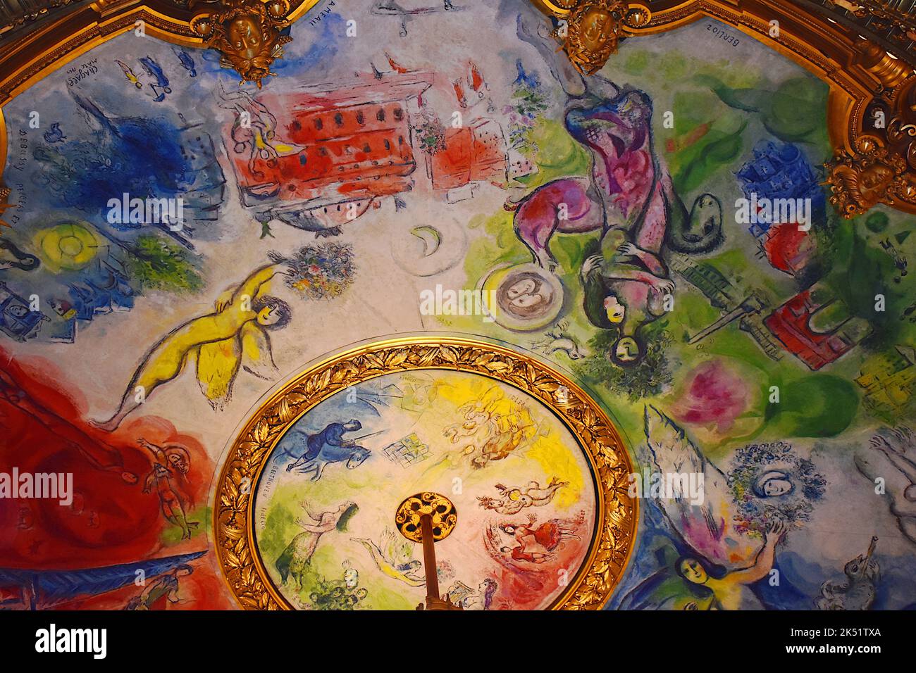 Opera Garnier or Palais Garnier interior. 1964 Marc Chagall ceiling ...