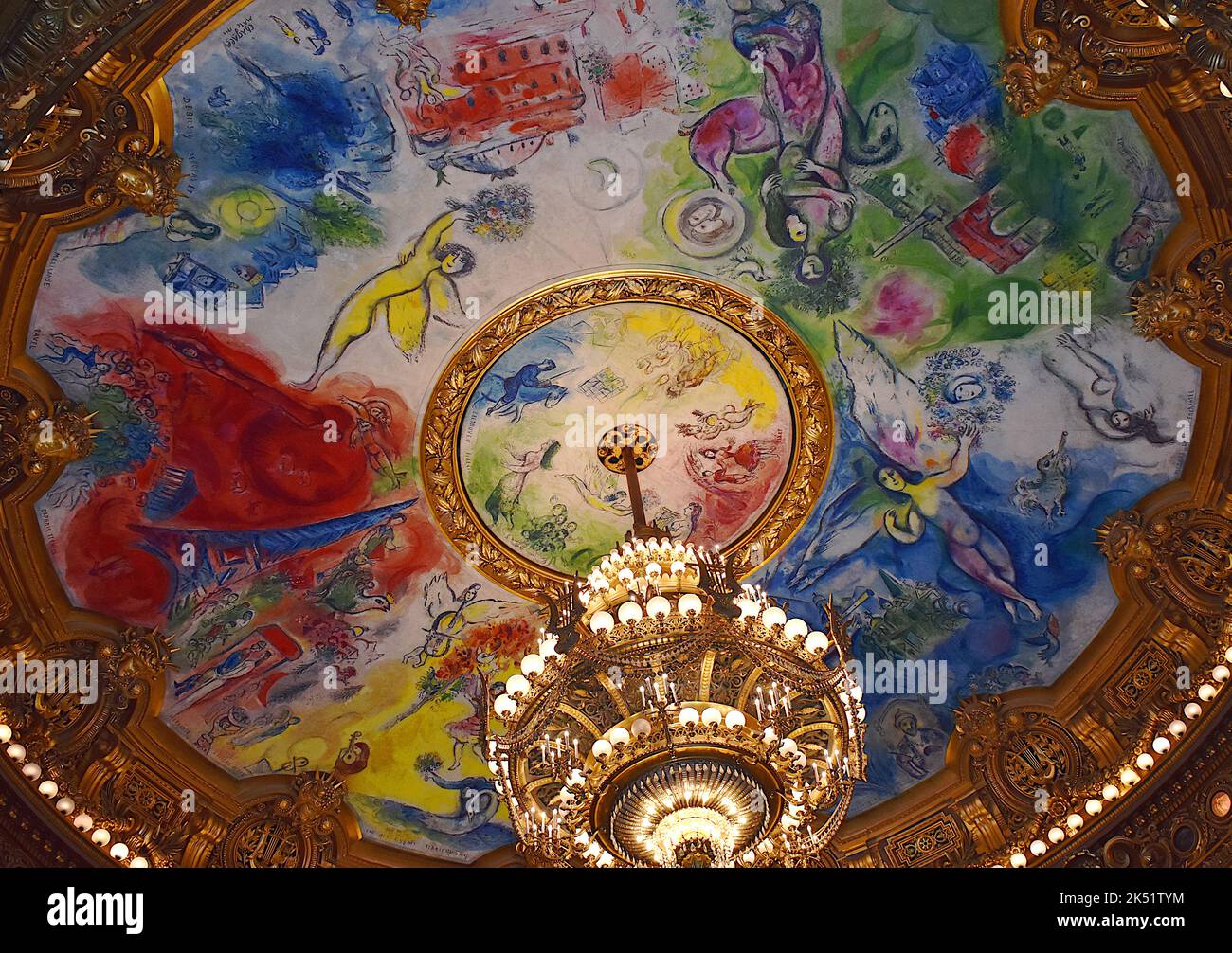 Opera Garnier or Palais Garnier interior. 1964 Marc Chagall ceiling ...