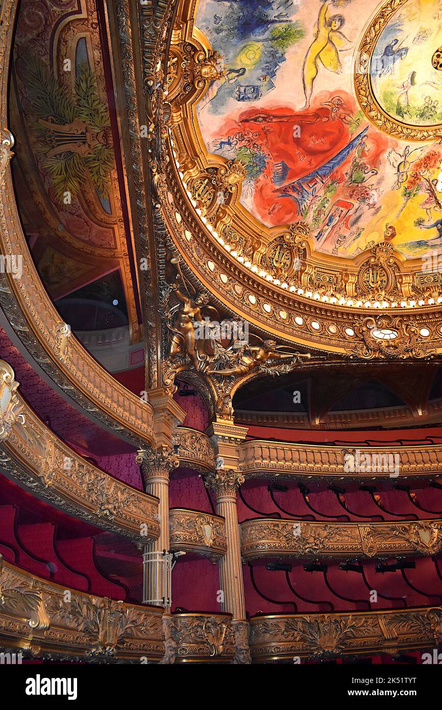 Opera Garnier or Palais Garnier interior. 1964 Marc Chagall ceiling ...