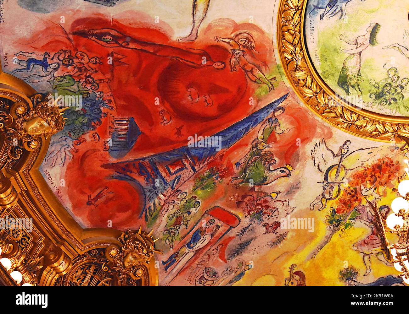Opera Garnier or Palais Garnier interior. 1964 Marc Chagall ceiling paintings. Paris, France. 15 ...